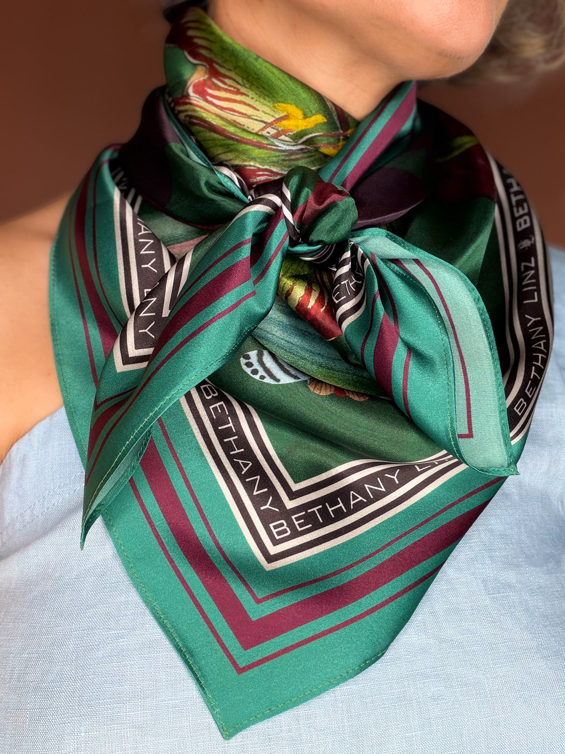 Lily in Green Satin Silk Scarf – Bethany Linz
